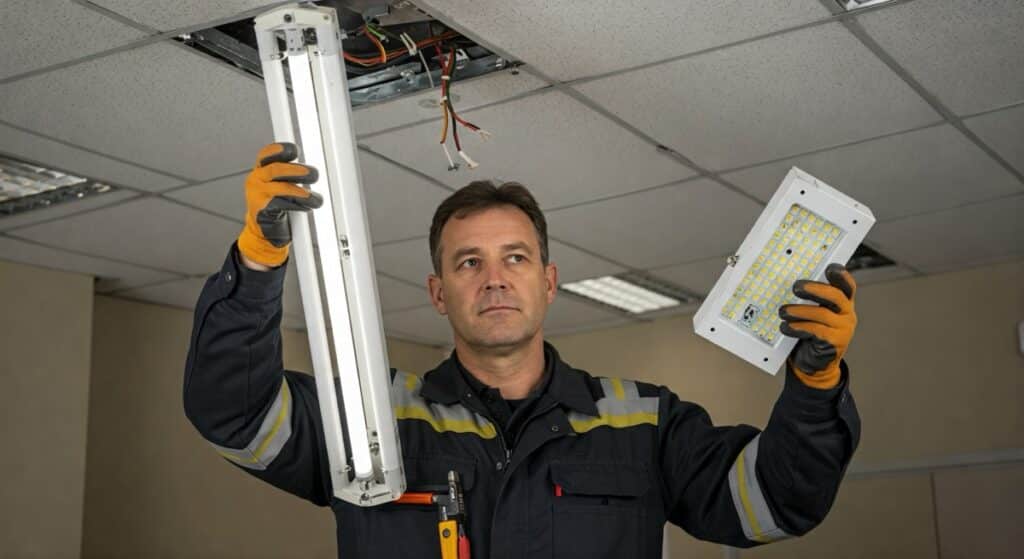How to Replace a Fluorescent Light Fixture with an LED Light Fixture - Woodbridge Electrician